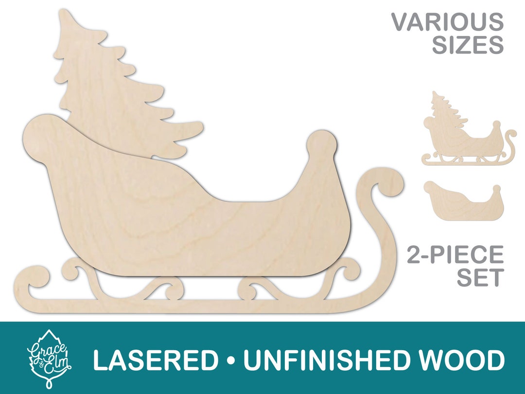 Sleigh 2-pieces Laser Cut Sleigh Christmas Decor Winter Decor Laser Cut ...