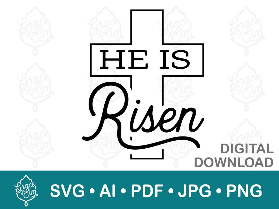 He is Risen With Cross Digital Download , Vector Format, Silhouette ...