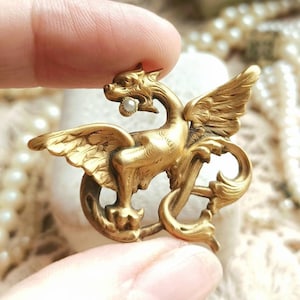 RARE Beautiful French Antique C1900s Art Nouveau Gold Filled Griffin ...