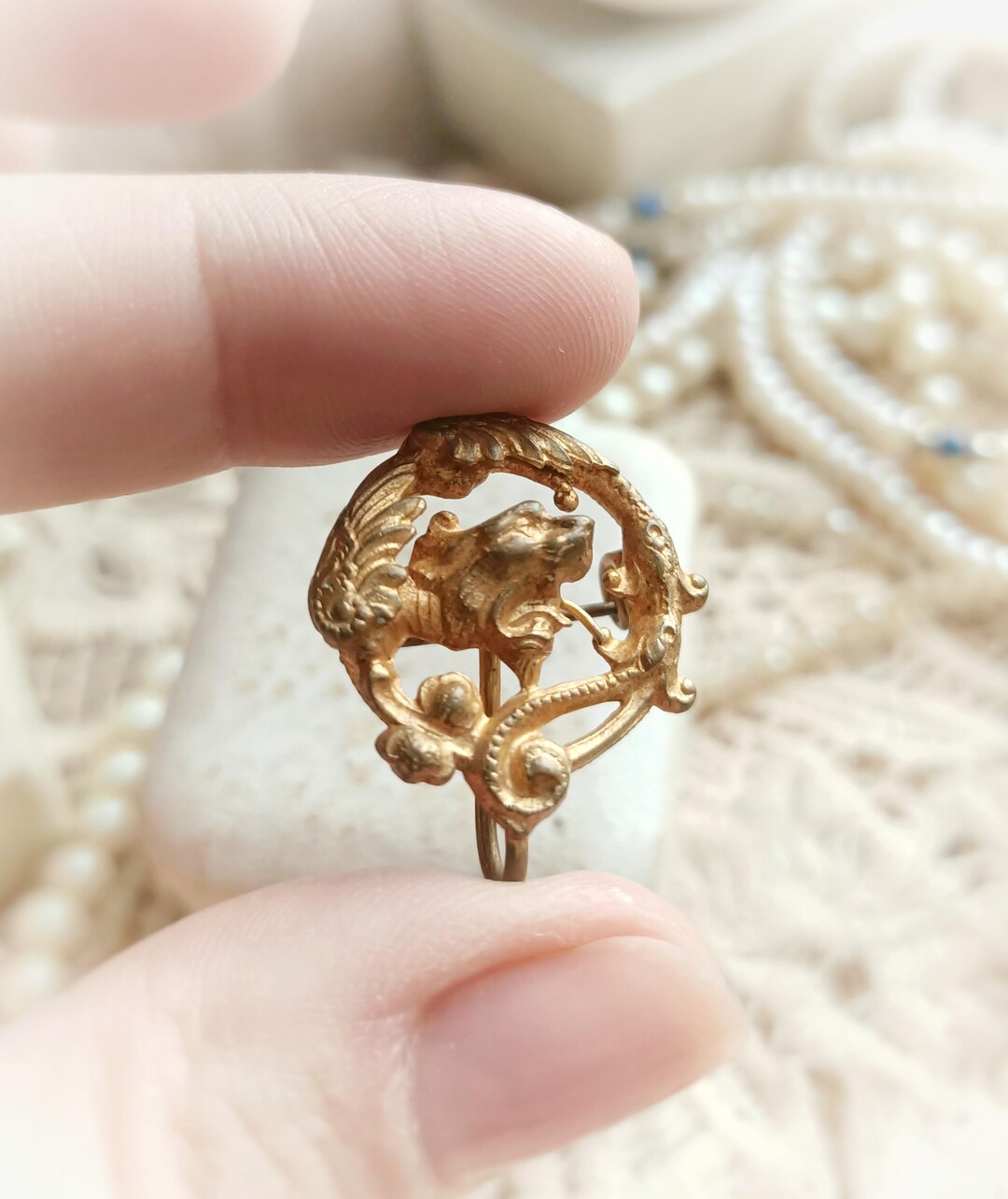 RARE Beautiful French Antique C1900s Art Nouveau Gold Plated Griffin ...