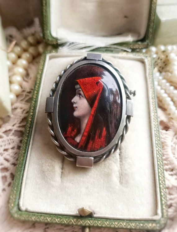 Beautiful RARE Big Antique French c1910s Hand Painted… - Gem