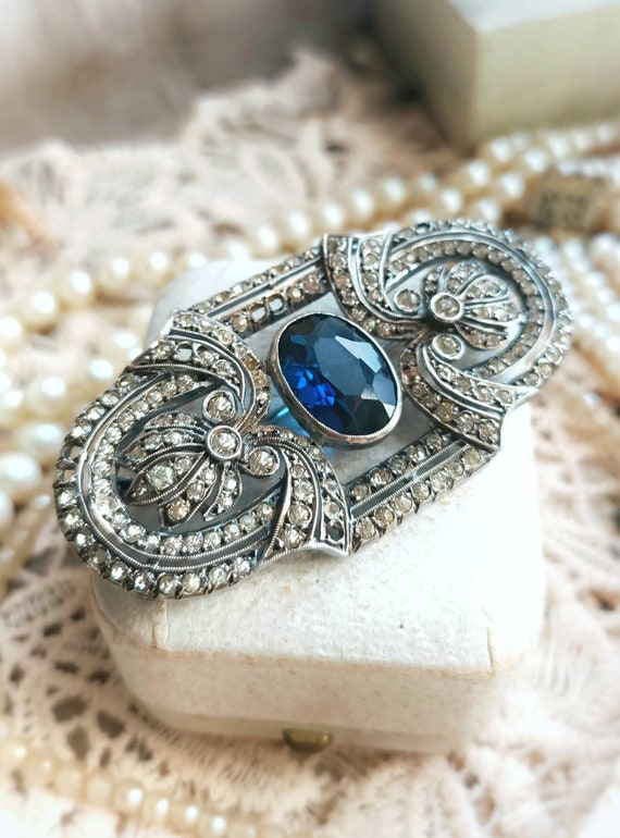 Beautiful BIG Antique French c1920 Silver & Diamond P… - Gem