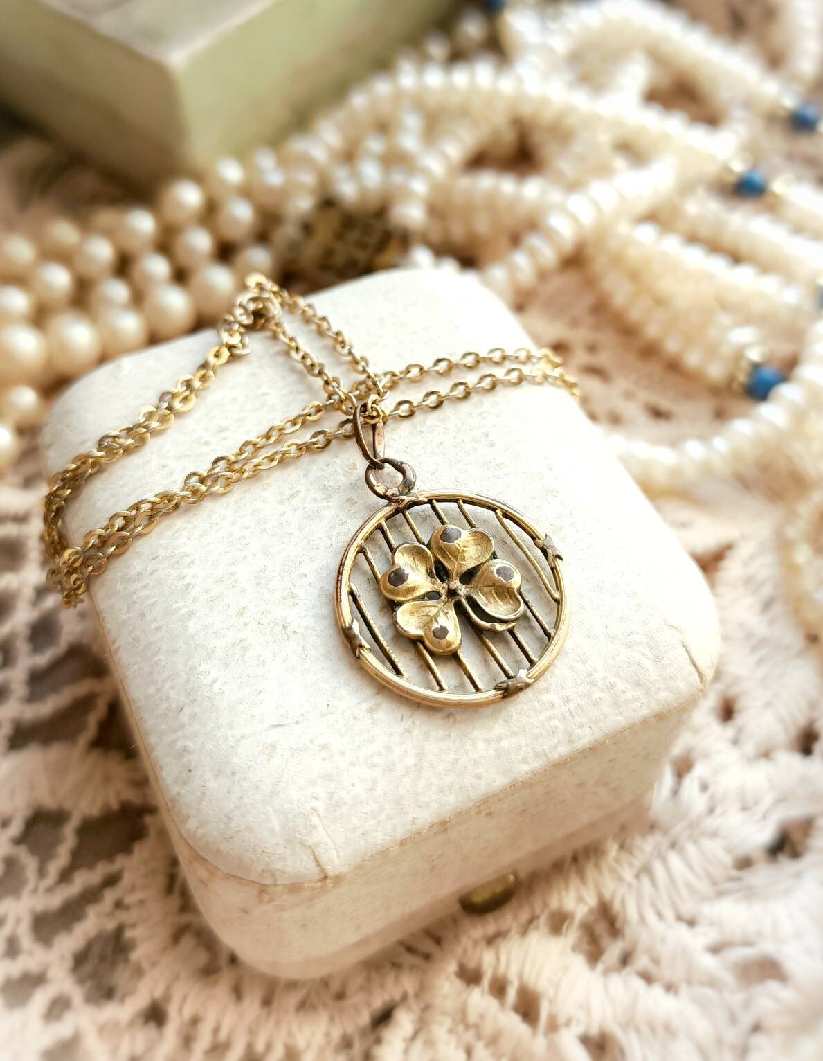 Rare Beautiful French Antique Gold Filled Four-leaf Clover | Etsy