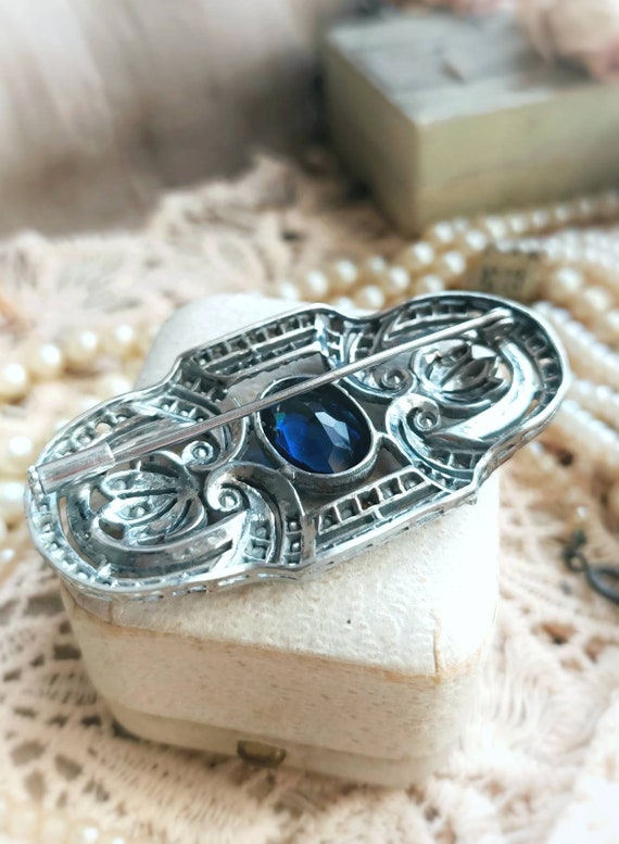 Beautiful BIG Antique French c1920 Silver & Diamond P… - Gem