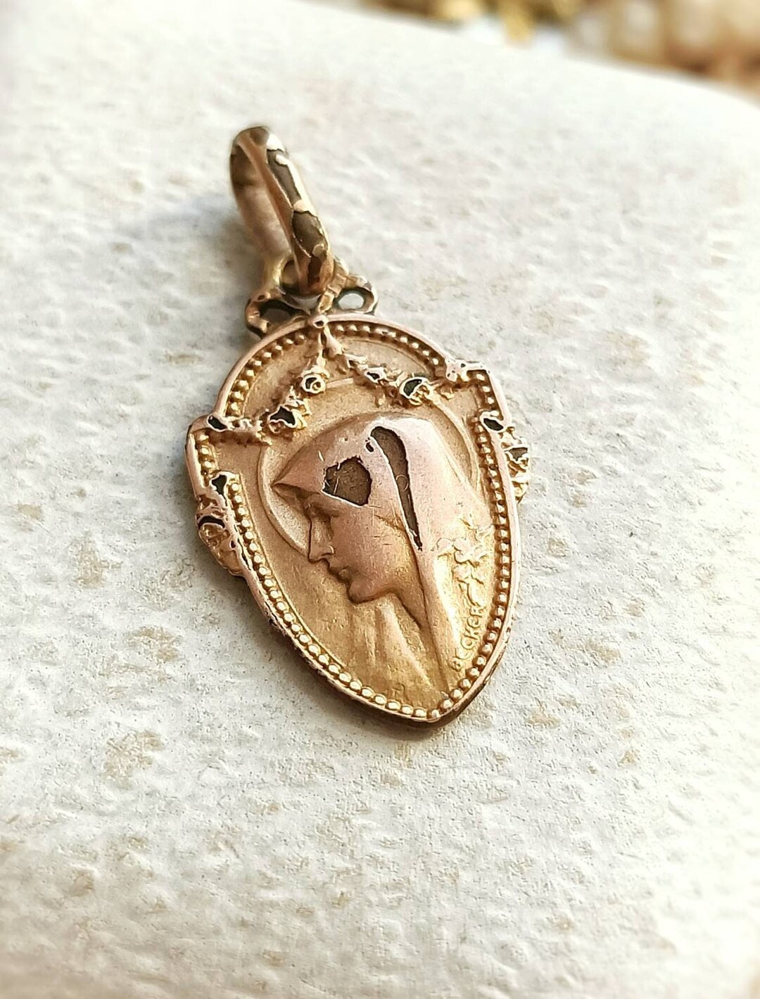 RARE Signed BECKER French Antique C1900 Rose Gold Filled Art Nouveau ...