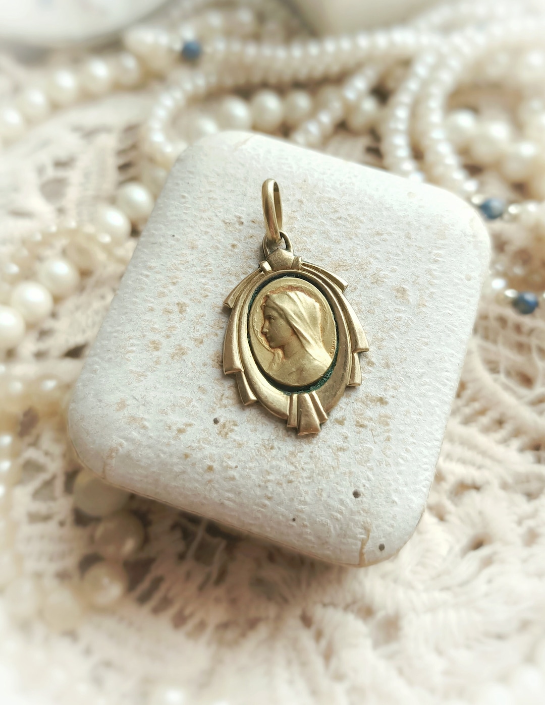Beautiful French Antique Signed DROPSY C1910s Gold Filled Religious ...