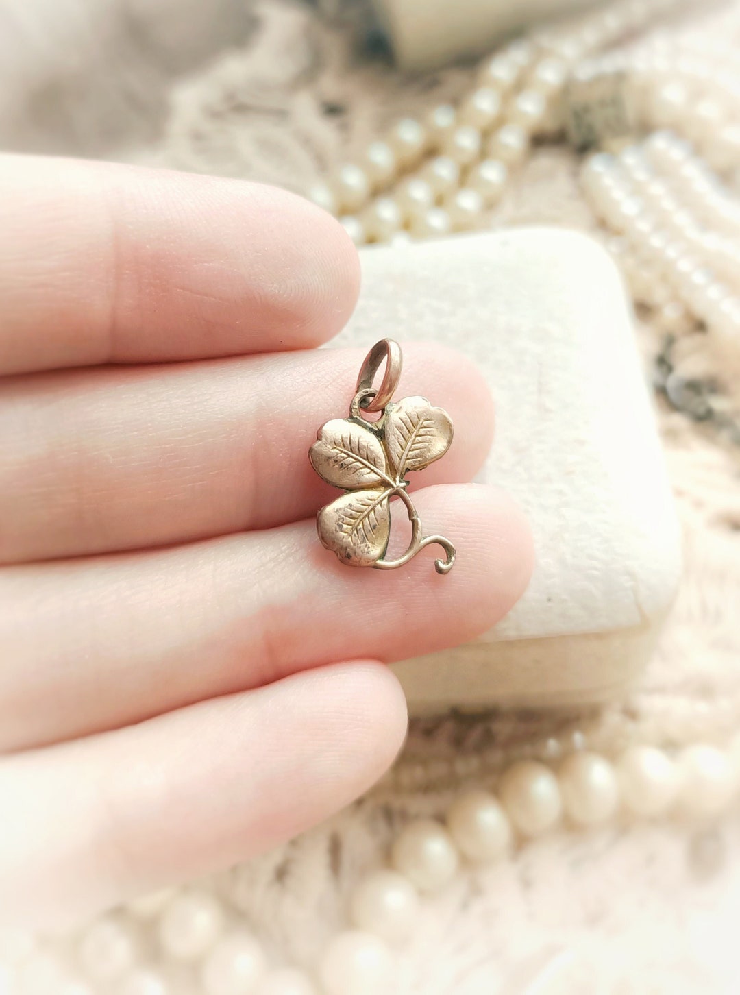 Beautiful French Antique Rose Gold Filled Three-leaf Clover Pendant ...