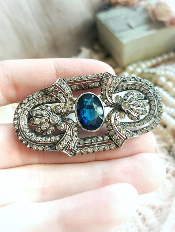 Beautiful BIG Antique French c1920 Silver & Diamond P… - Gem