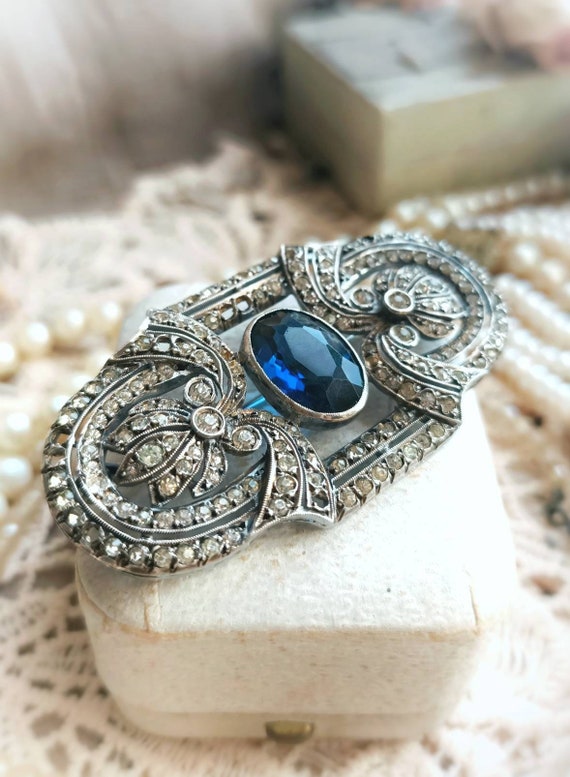 Beautiful BIG Antique French c1920 Silver & Diamond P… - Gem