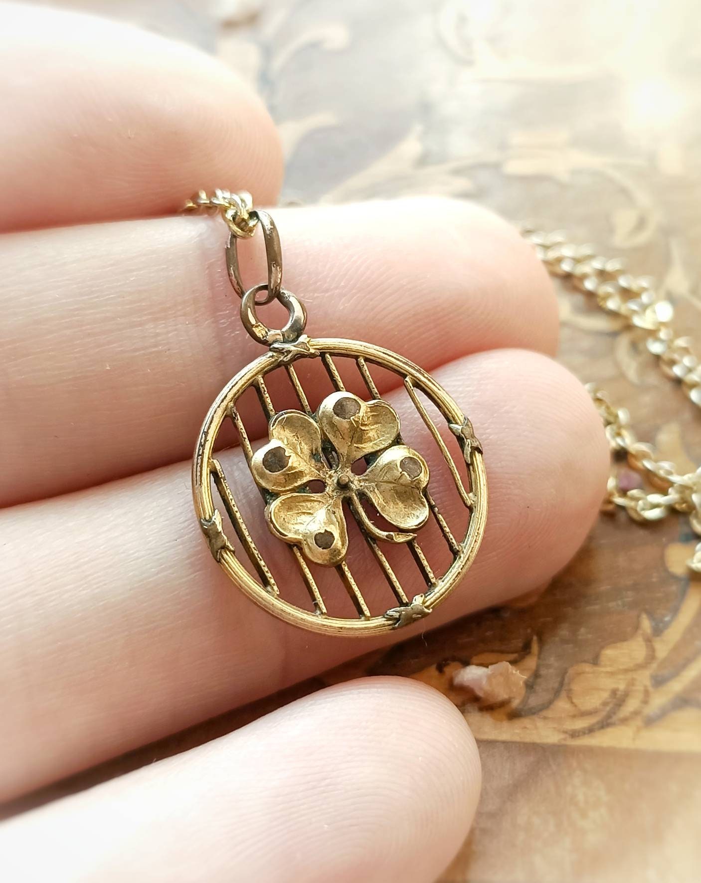 Rare Beautiful French Antique Gold Filled Four-leaf Clover | Etsy