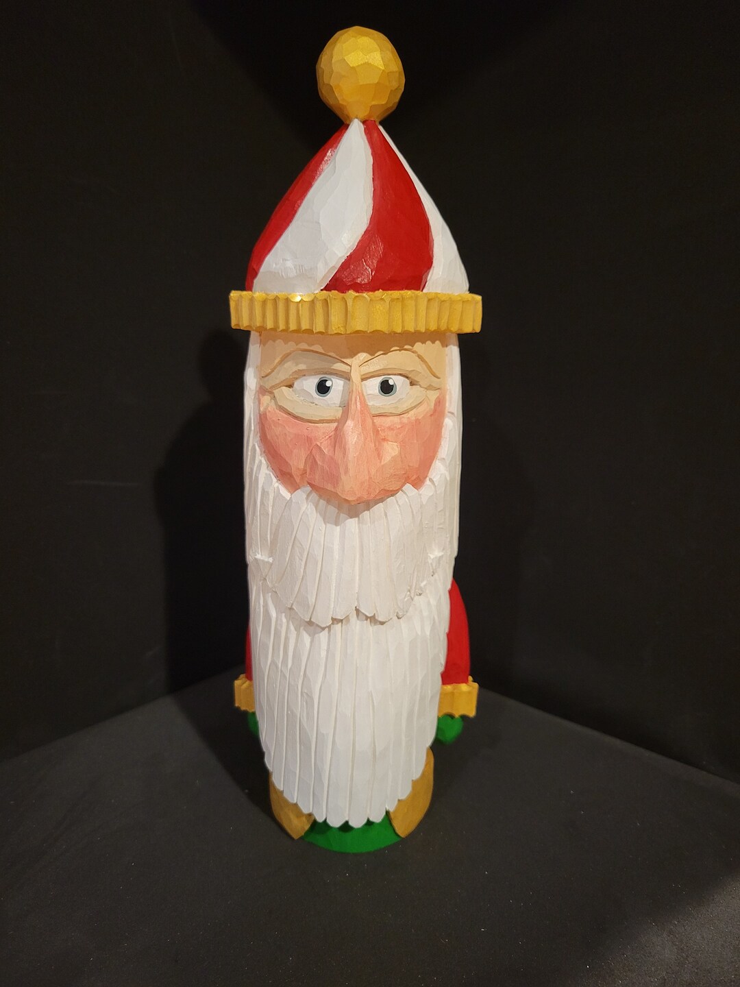 Hand Carved Hand Made Large Santa Clause Figurine Christmas Decoration ...
