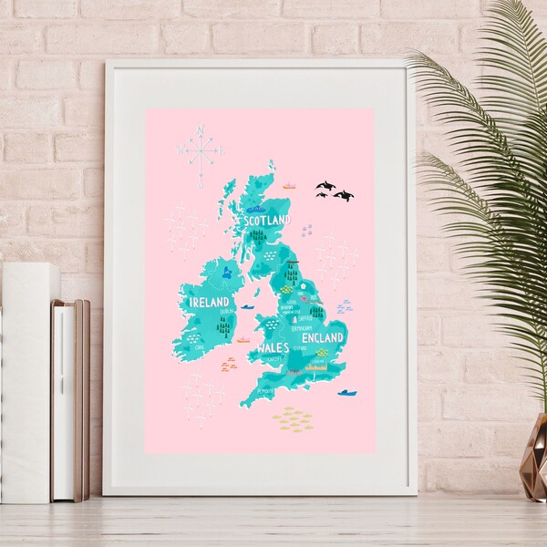 Uk Map Pink - Etsy UK