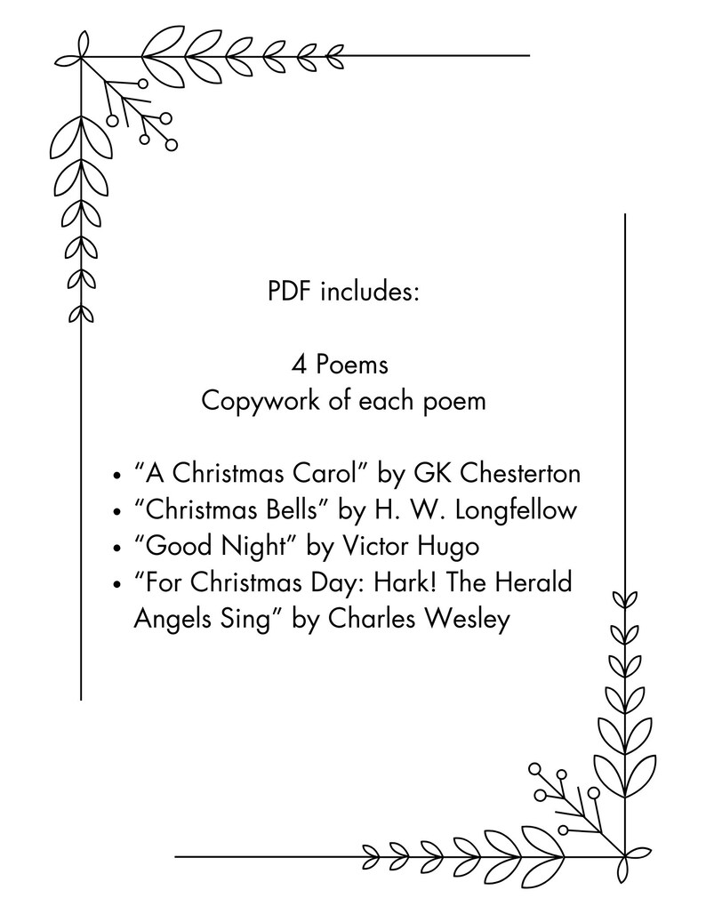 Copywork Handwriting Practice Christmas Poetry Homeschool Charlotte ...