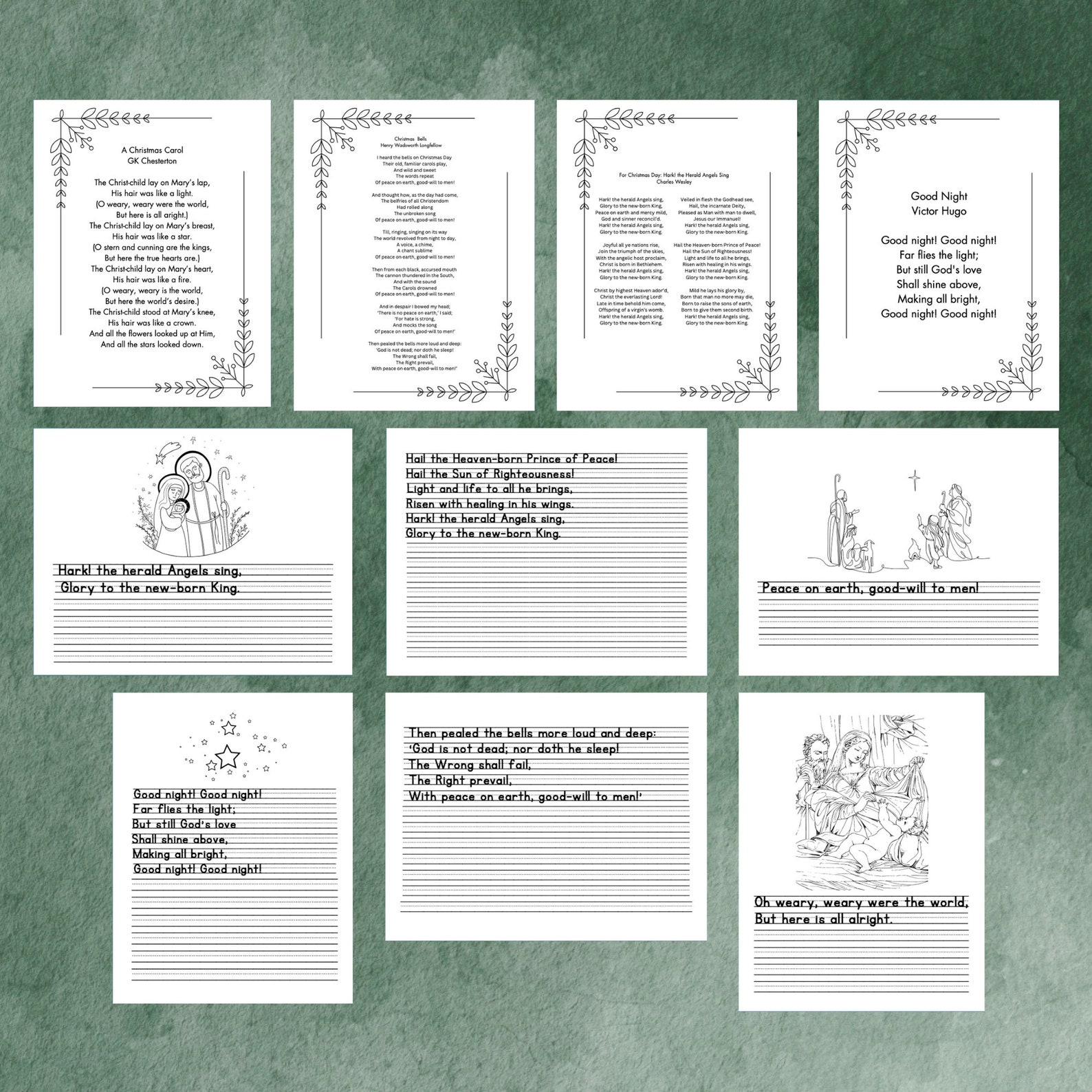 Copywork Handwriting Practice Christmas Poetry Homeschool Charlotte ...