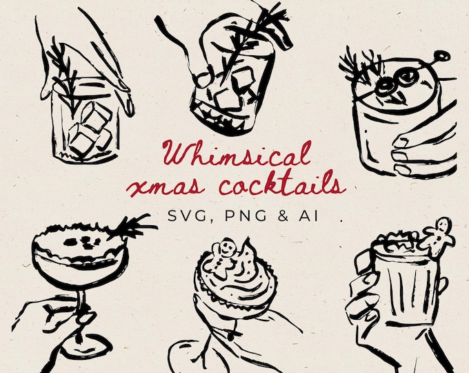 Hand Drawn Whimsical Christmas SVG PNG, Friendsmas Dinner Clipart ...