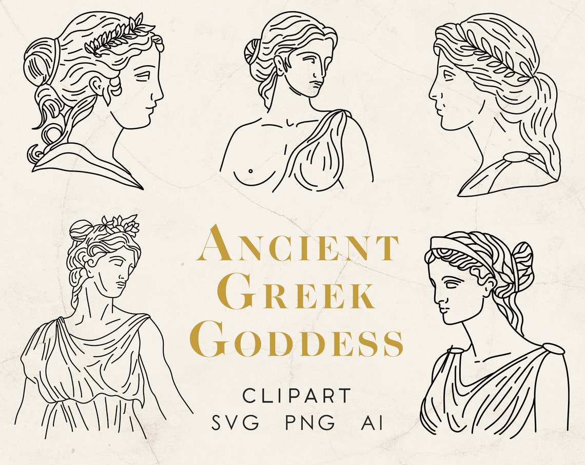 Ancient Greek Mythology Goddess Clipart, Antique Greek Goddess Bust ...