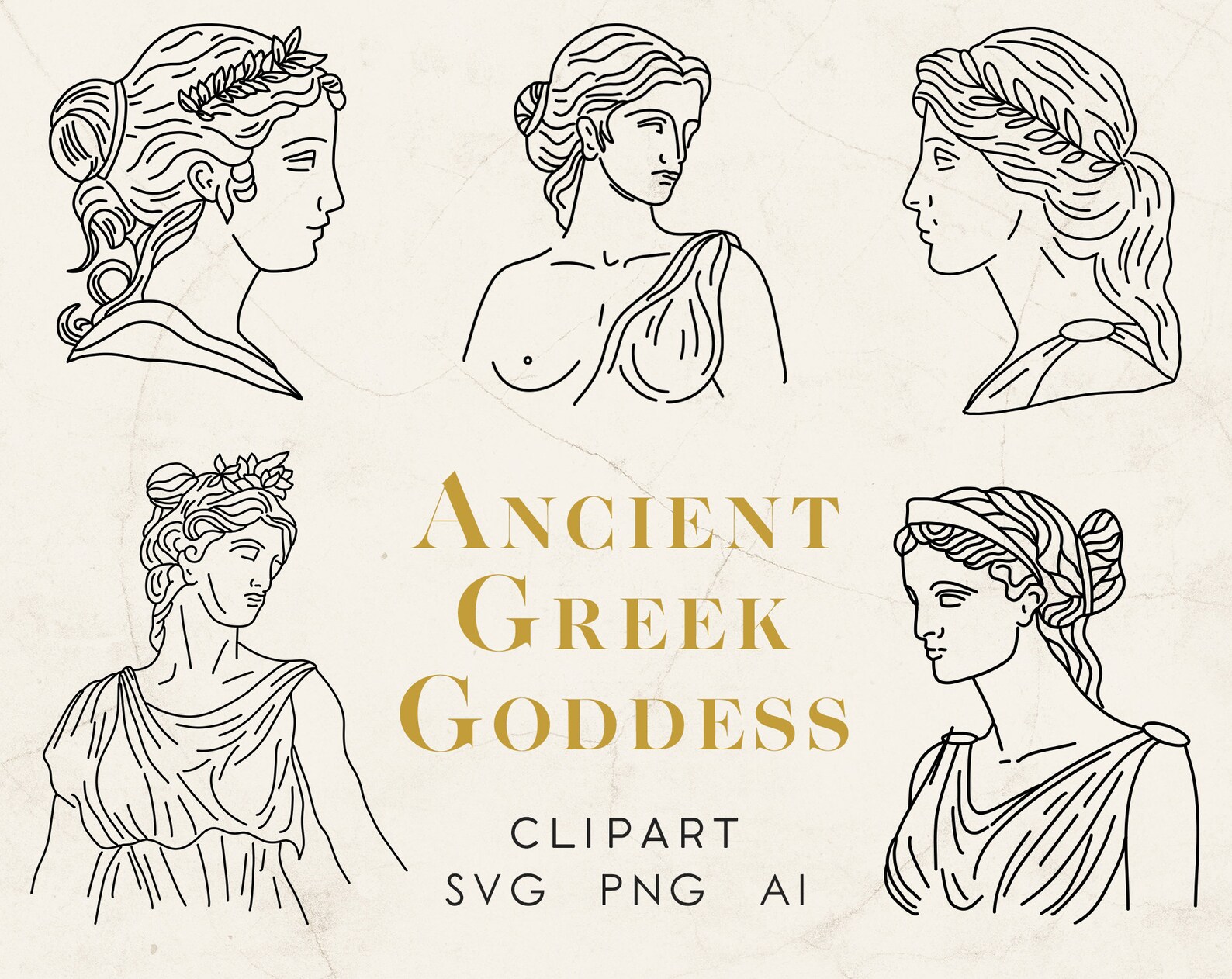 Ancient Greek Mythology Goddess Clipart, Antique Greek Goddess Bust ...