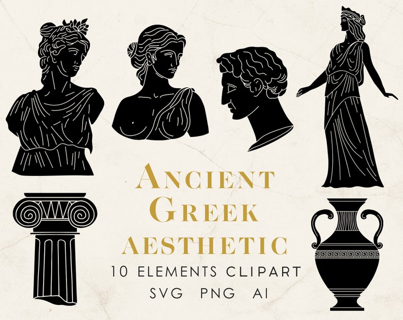 Greek Mythology Clipart in SVG, Ancient Greek Goddess and God Statue ...