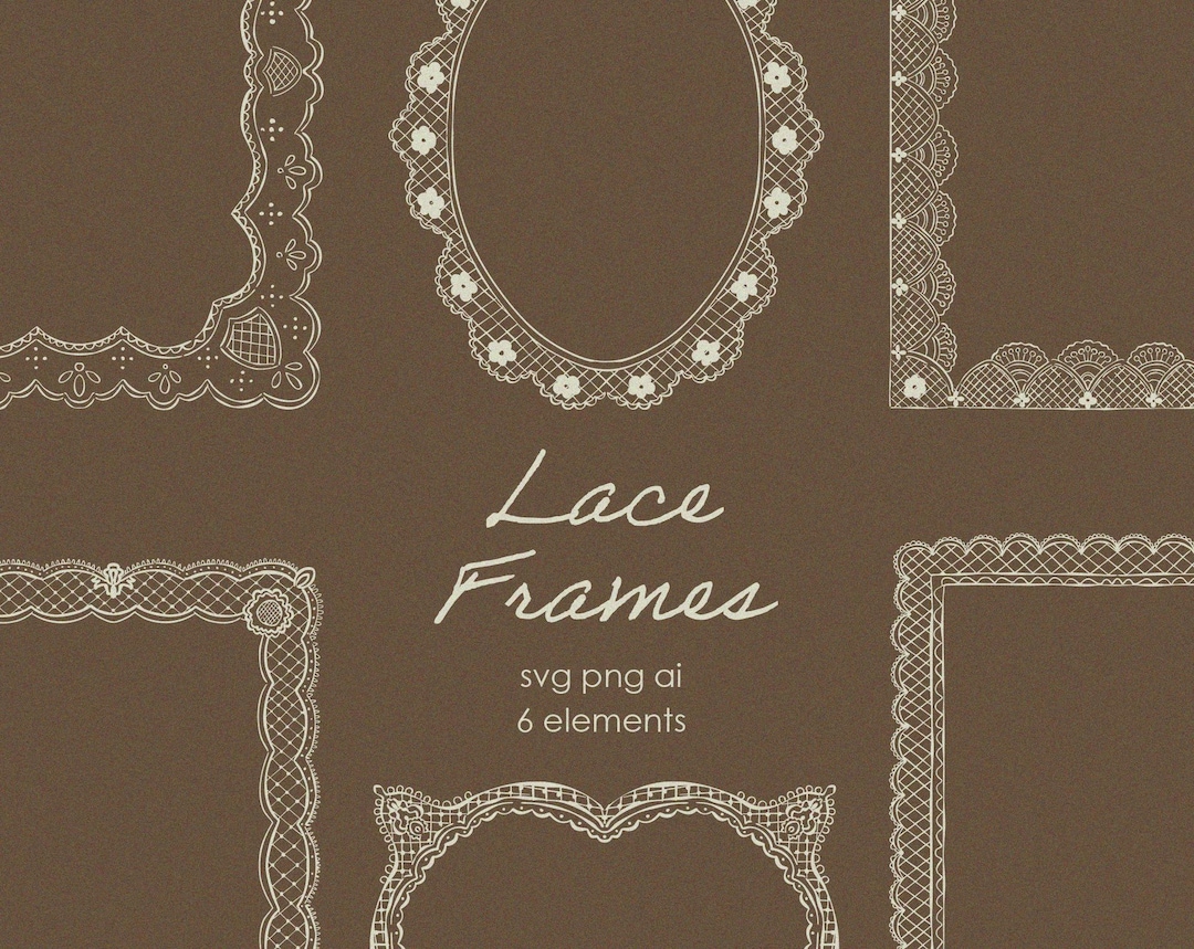 Hand Drawn Vintage Lace Frames in SVG for Wedding Invitations, Baroque ...