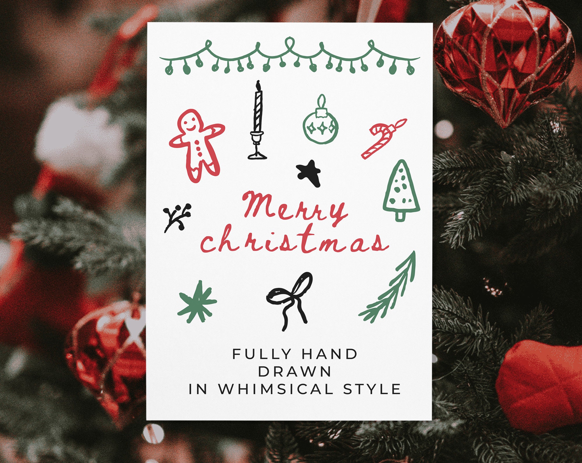 Hand Drawn Whimsical Christmas Clipart in SVG, Winter Doodle Bundle ...