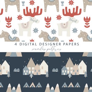 Scandinavian Digital Paper, Scrapbook Paper, Seamless Patterns ...