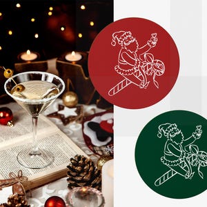 Hand Drawn Santa Claus With Martini and Candy Cane Graphic in Whimsical ...
