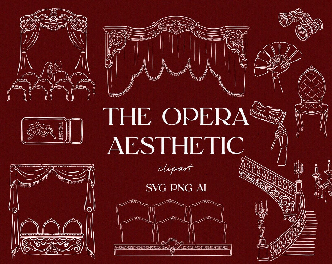 Hand Drawn Illustrations of Opera Theatre Icons in Whimsical Style ...