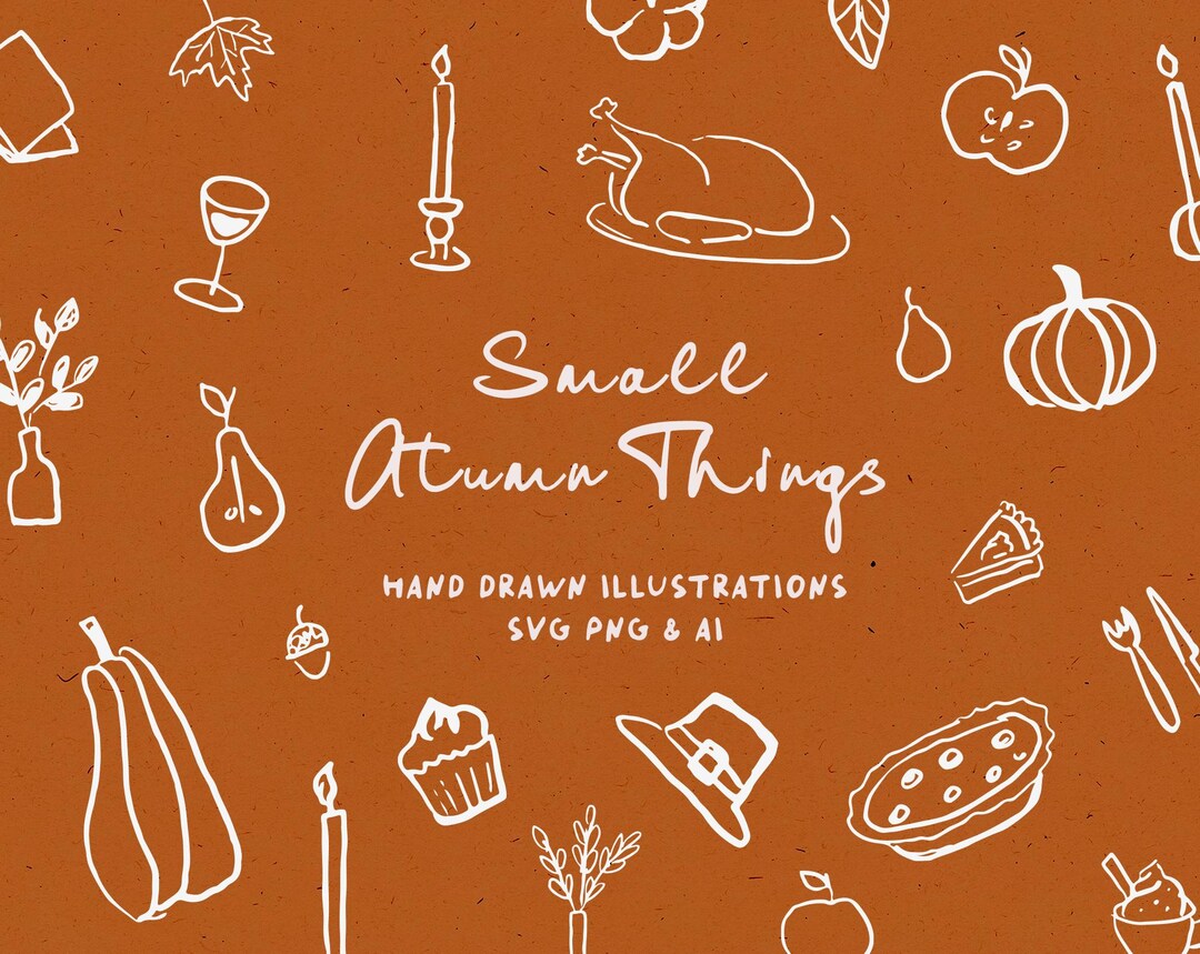 Hand Drawn Thanksgiving Doodle Clipart in Whimsical Style, Thanksgiving ...