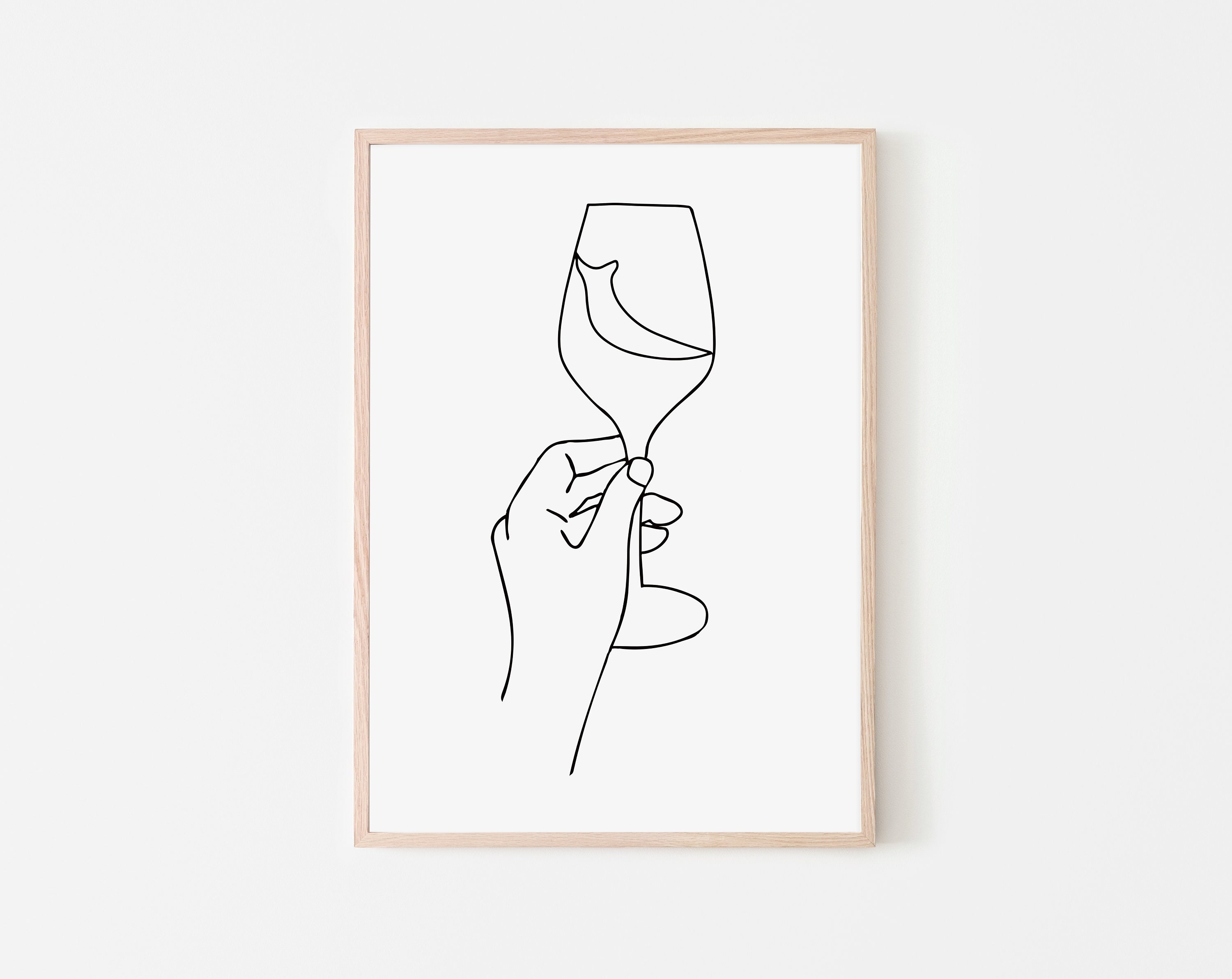 Glass of Wine Single Line Art Wine Tasting Print Feminine - Etsy