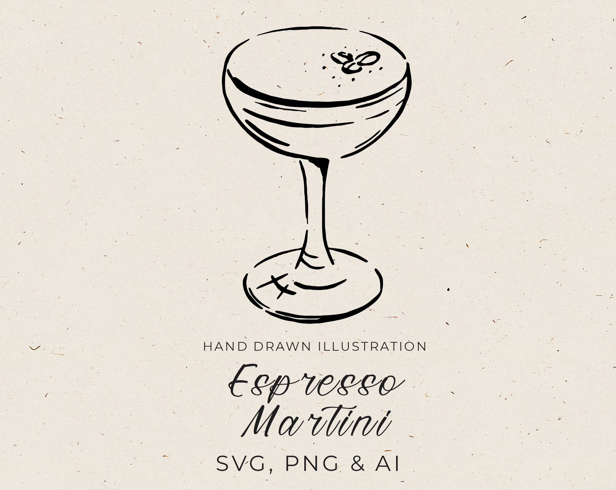 Espresso Martini Illustration in SVG, Sketch of Espresso Martini ...