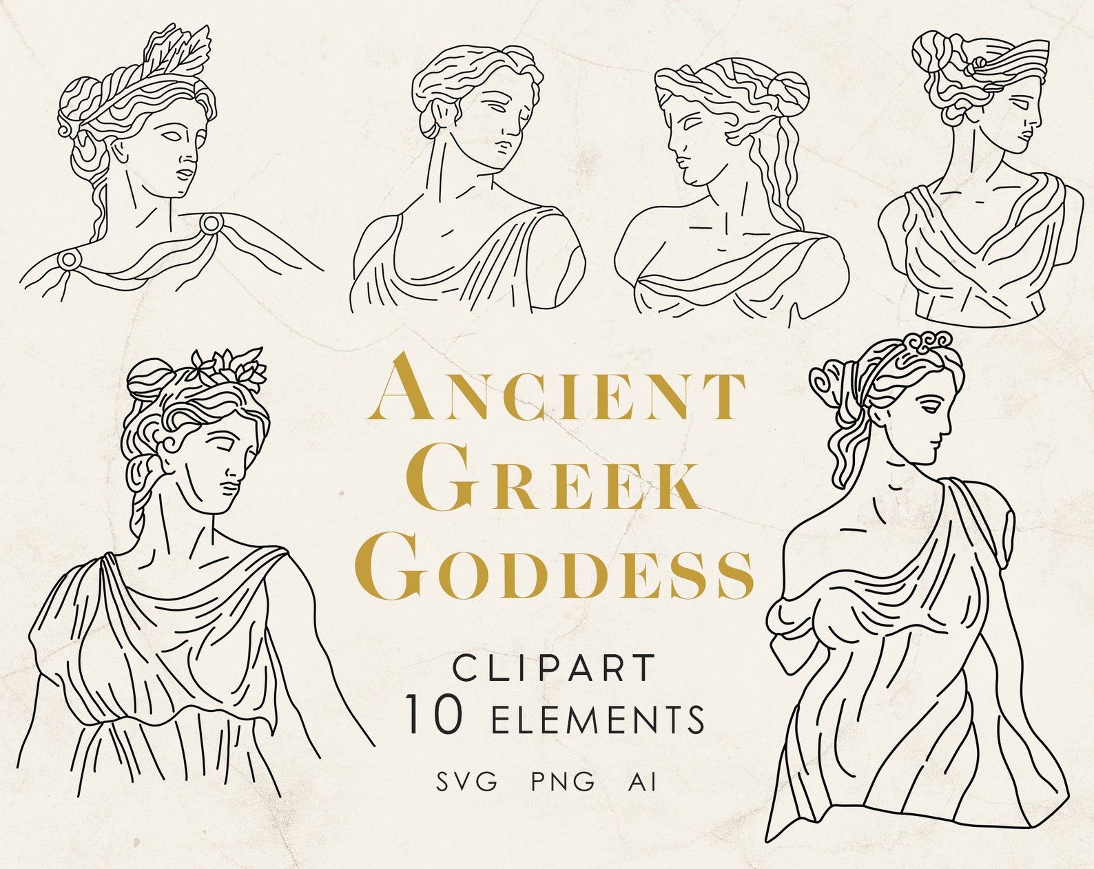 Ancient Greek Mythology Clipart in SVG, Goddess Logo in Minimalist ...