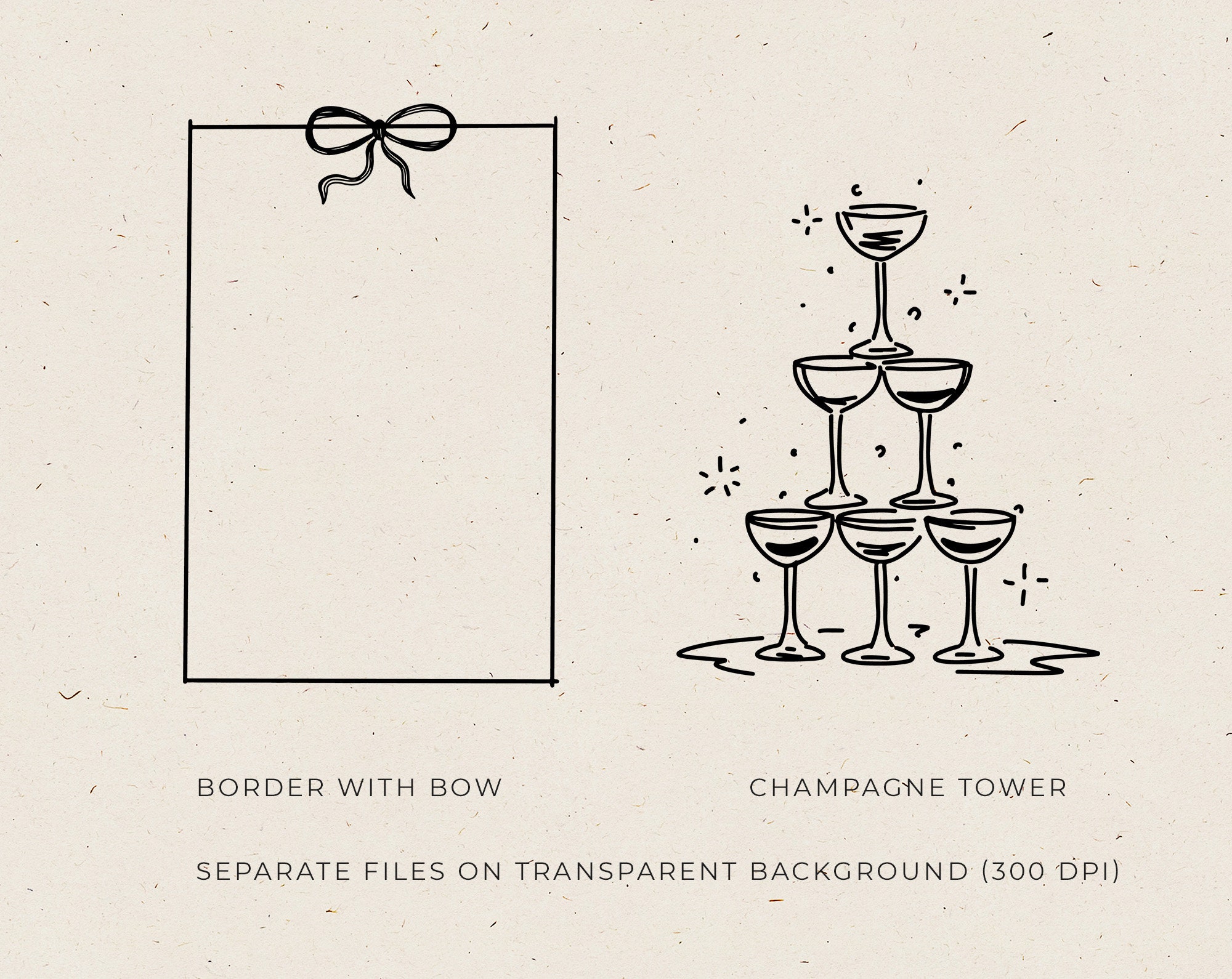 Champagne Tower Illustration for Wedding Invitation Card, Champagne ...