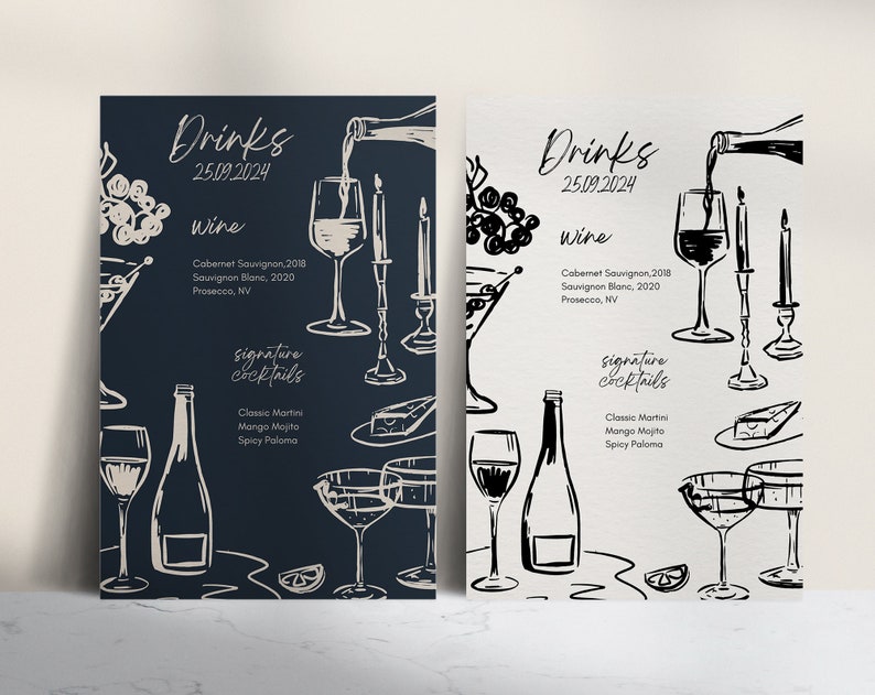 Hand Drawn Wedding Menu Template in Whimsical or Quirky Style ...