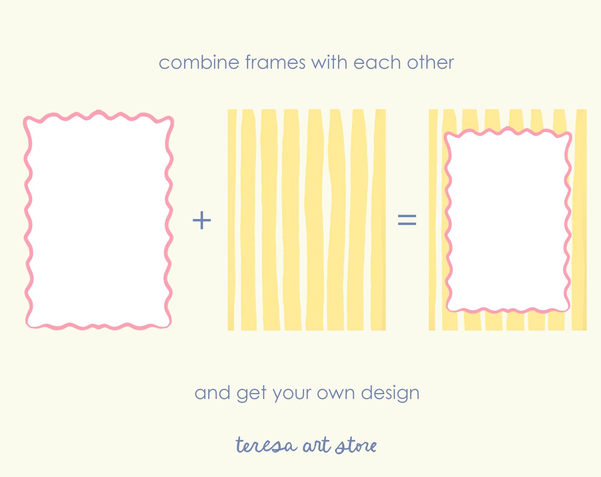 Hand Drawn Wavy Border Clipart, Scallop Frame for Wedding Invitation ...