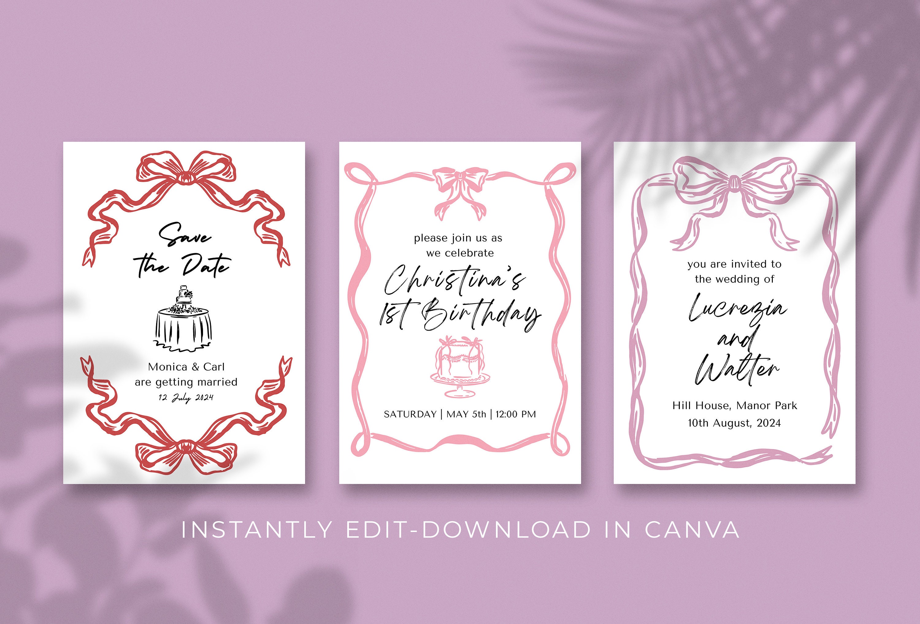 Hand Drawn Wedding Ribbon Border With Bow Clipart in SVG, Editable in ...