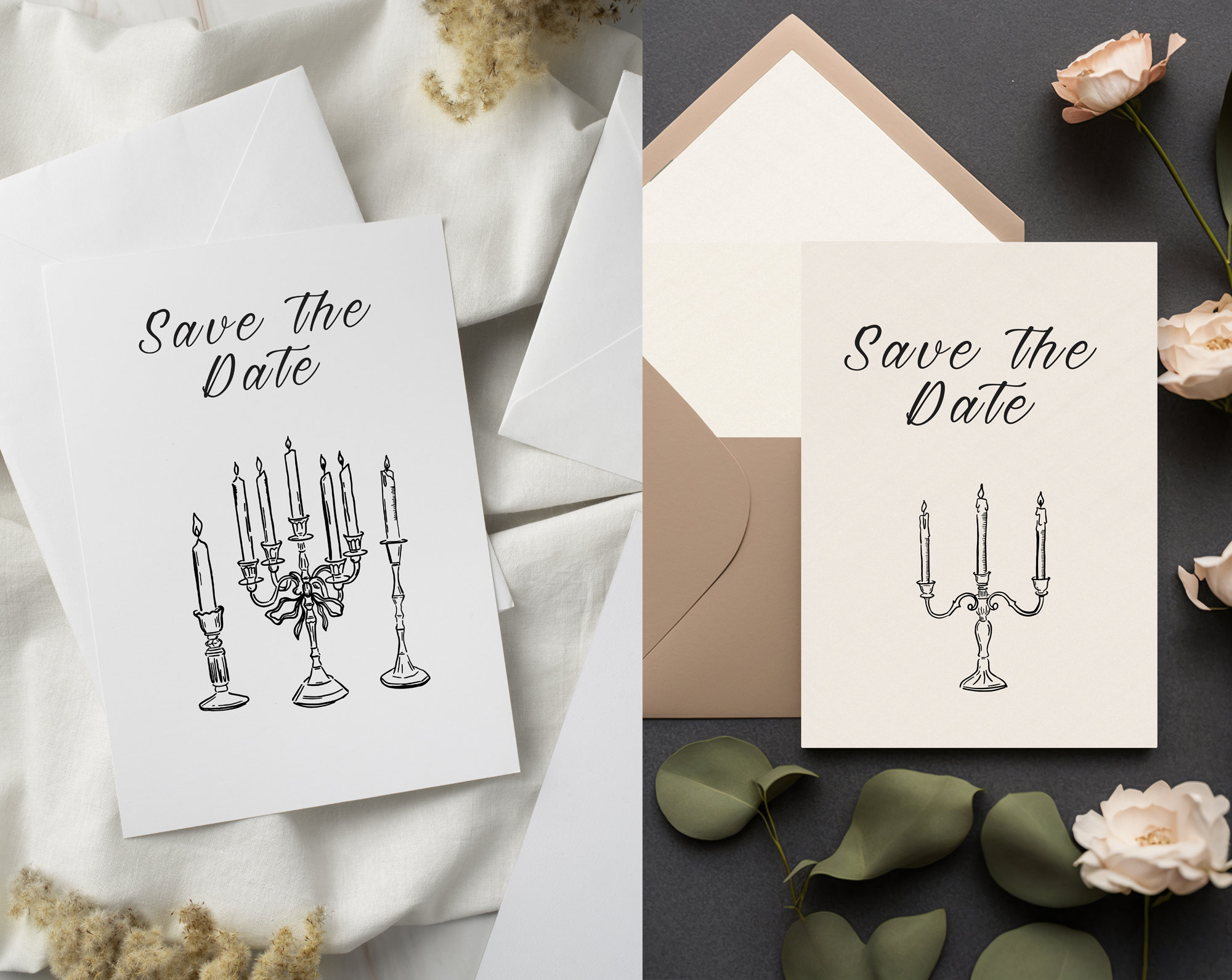 Wedding Candle Light Illustration in SVG, Hand Drawn Candelabrum ...
