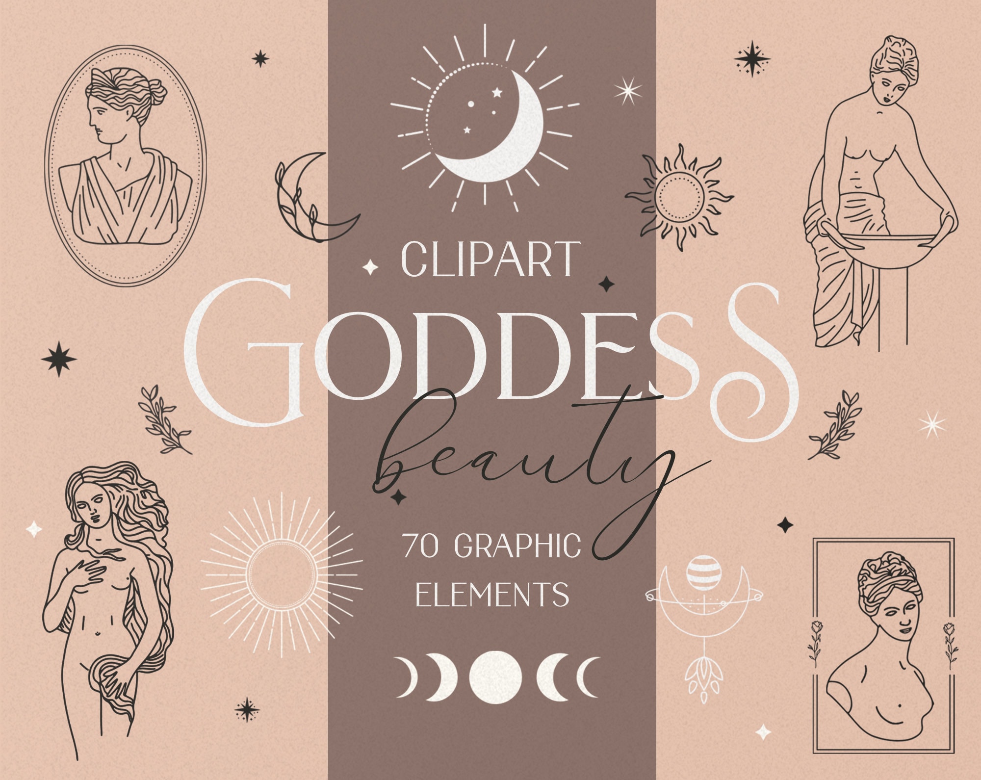 Celestial Clipart Greek Mythology Line Art Astrology - Etsy