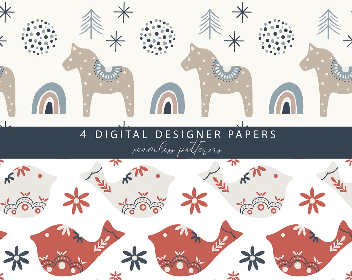 Scandinavian Digital Paper Scrapbook Paper Seamless - Etsy