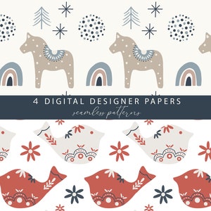 Scandinavian Digital Paper, Scrapbook Paper, Seamless Patterns ...
