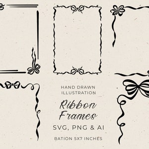 Whimsical and Quirky Hand Drawn Ribbon Border in SVG, Frames for ...
