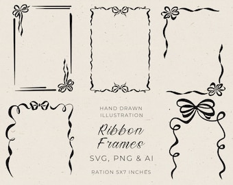 Quirky Frame Clipart 5x7 in SVG, Hand Drawn Border for Wedding ...