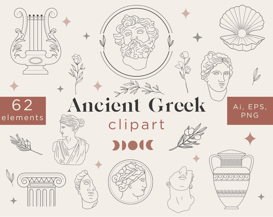 Ancient Greek Art Greek Mythology Clipart in Minimalist | Etsy