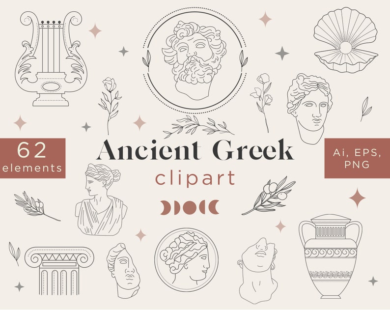 Ancient Greek Art Greek Mythology Clipart in Minimalist | Etsy
