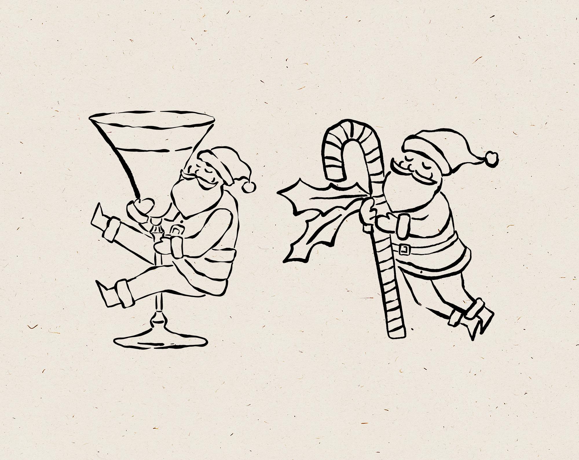 Santa Claus Drawing in SVG, Whimsical Christmas Clipart, Christmas ...