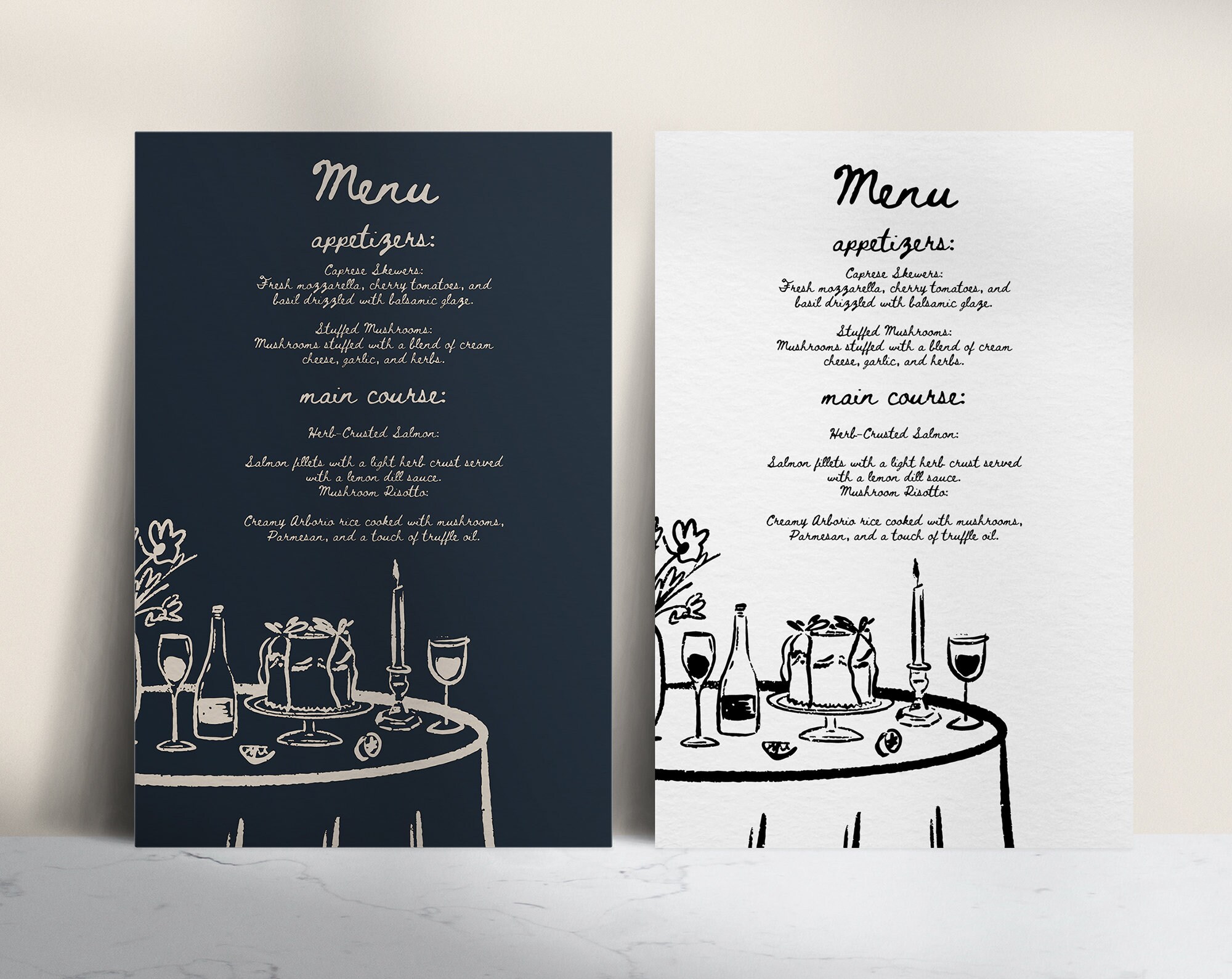 Hand Drawn Wedding Menu Template Fully Editable in Canva, Rehearsal ...