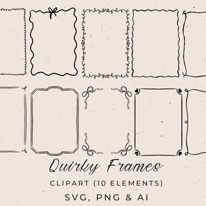 Quirky Frame Clipart 5x7 in SVG, Hand Drawn Border for Wedding Invitation, Whimsical Border ...