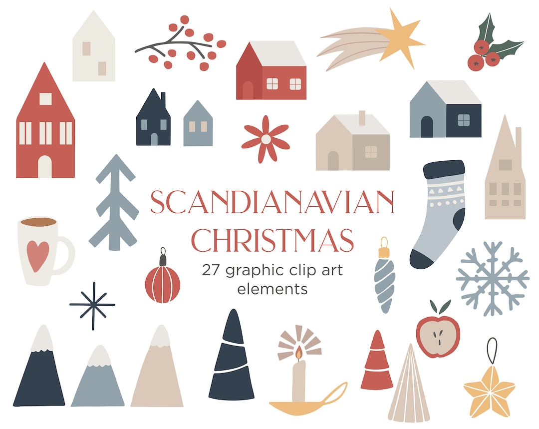 Scandinavian Christmas Houses Clipart, Christmas Houses Clipart ...