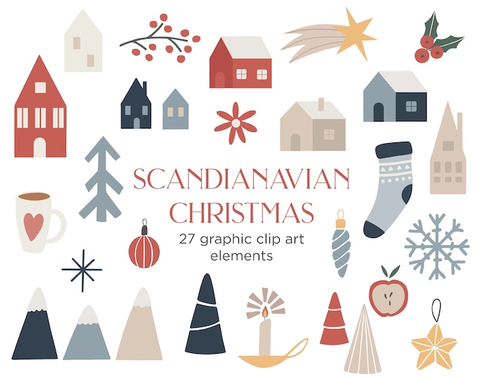 Winter Village Png, Scandinavian Christmas Png, Nordic Houses Clipart ...