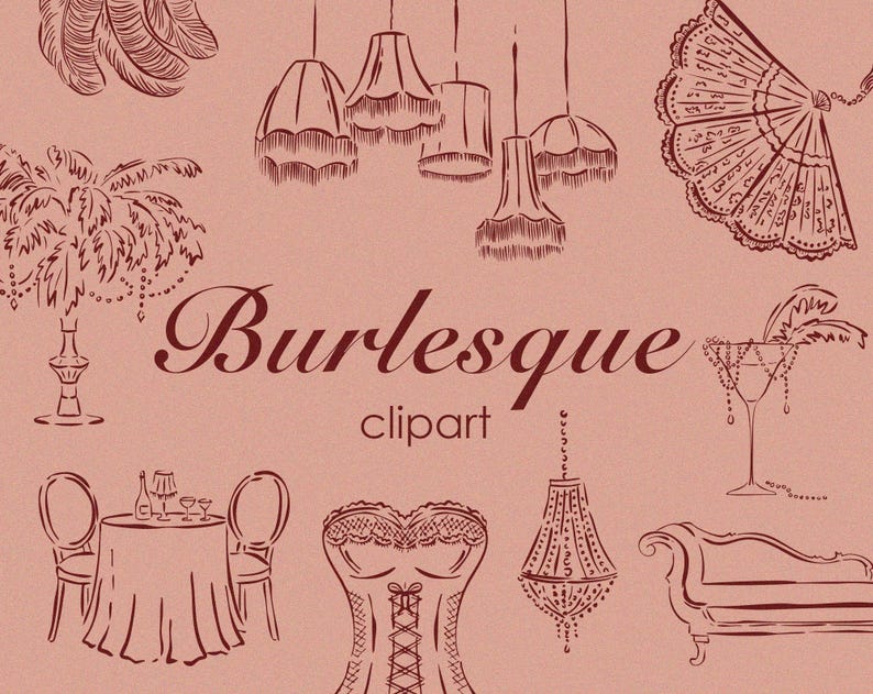Hand Drwn Illustration for Burlesque Bachelorette Party in SVG, Cabaret ...