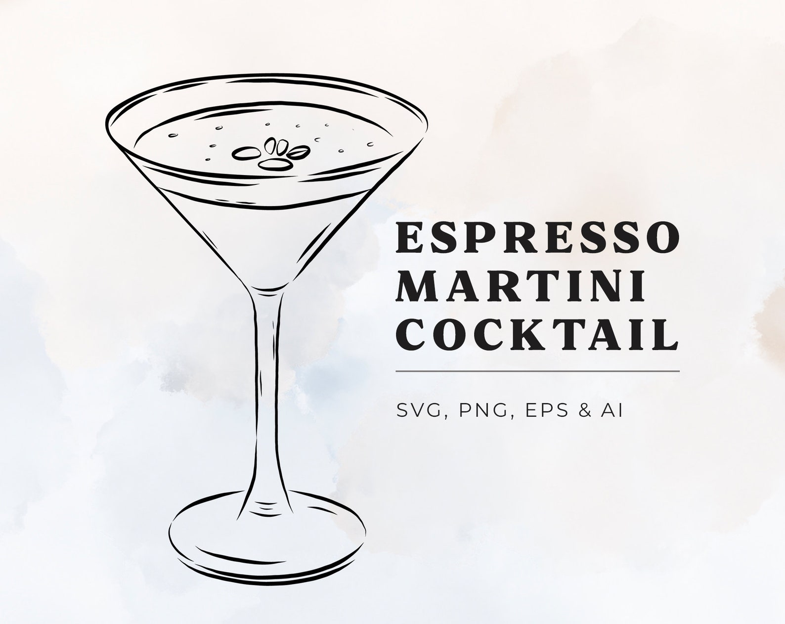 Espresso Martini Illustration in SVG, Cocktail Poster Wall Art Print ...
